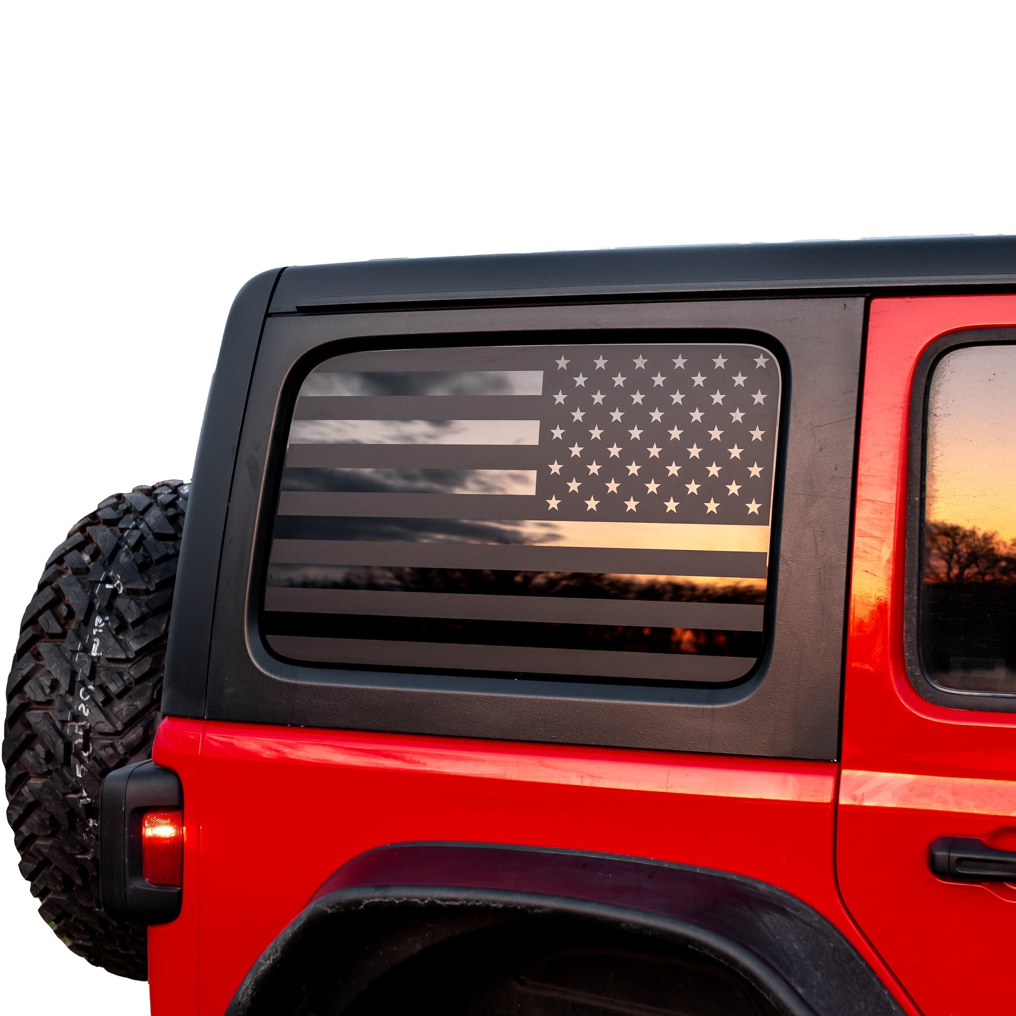 American Flag Window Graphic for Wrangler | Set of 2 – Spare Tire Cover ...