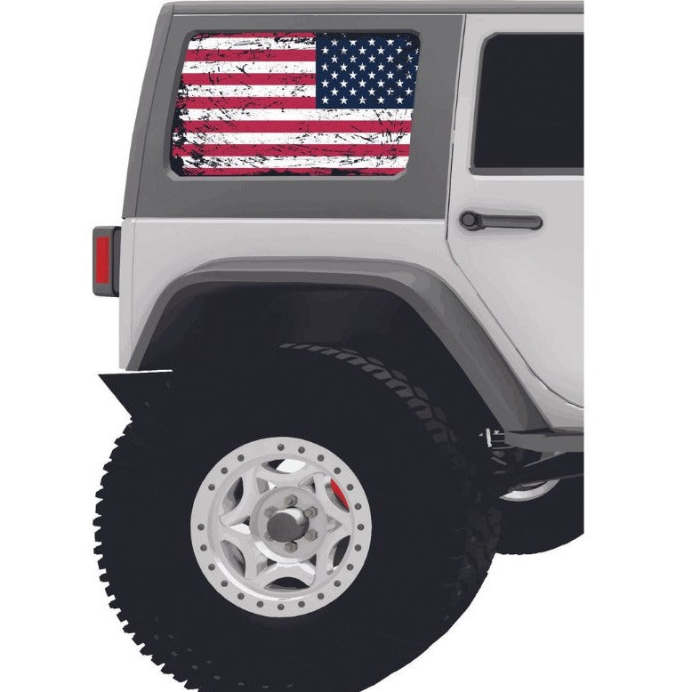 Rustic American Flag Jeep Wrangler Window Decal Sticker Accessory | 2 ...