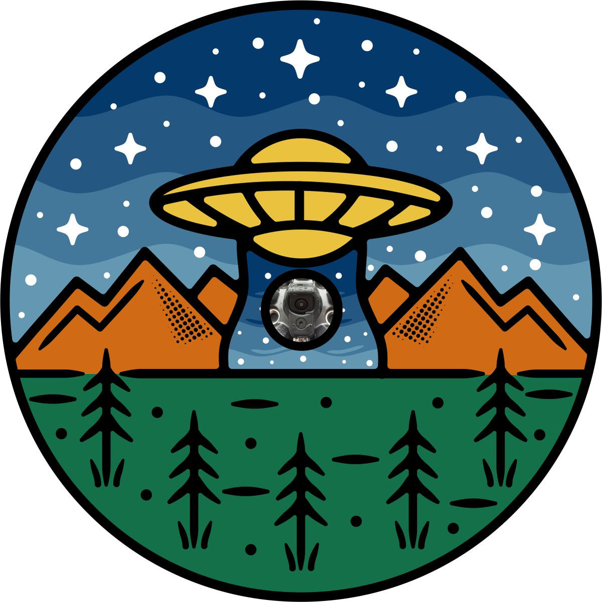UFO Alien Spare Tire Covers for Jeep, Bronco, RV, Campers, Trailers,